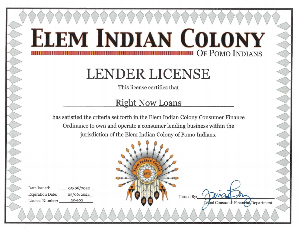 Lending License – Right Now Loan